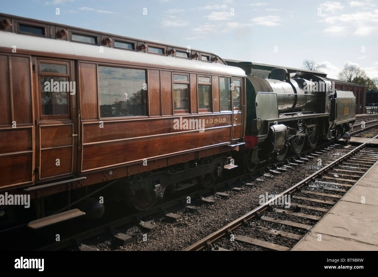 LNER Teak Clerestory Coach, Bluebell Railway, Sussex, England Stock ...