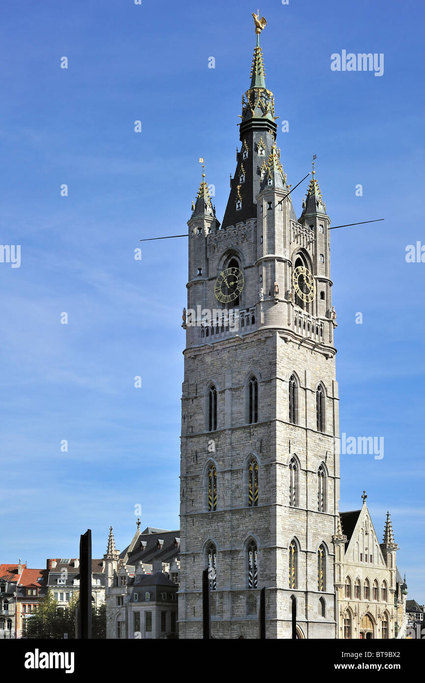 The belfry tower at Ghent, Belgium Stock Photo - Alamy