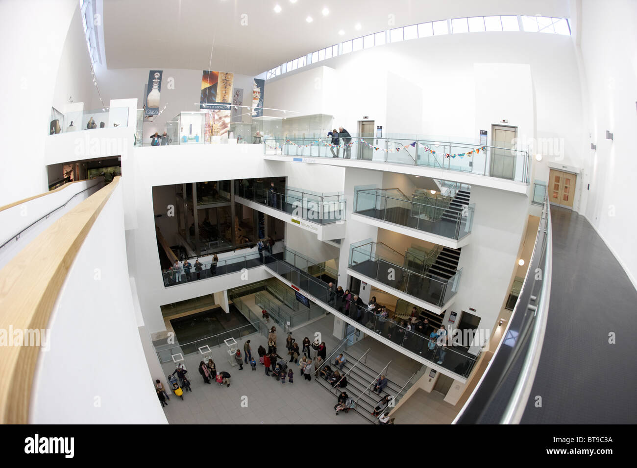 welcome zone atrium interior of the refurbished Ulster Museum Belfast ...