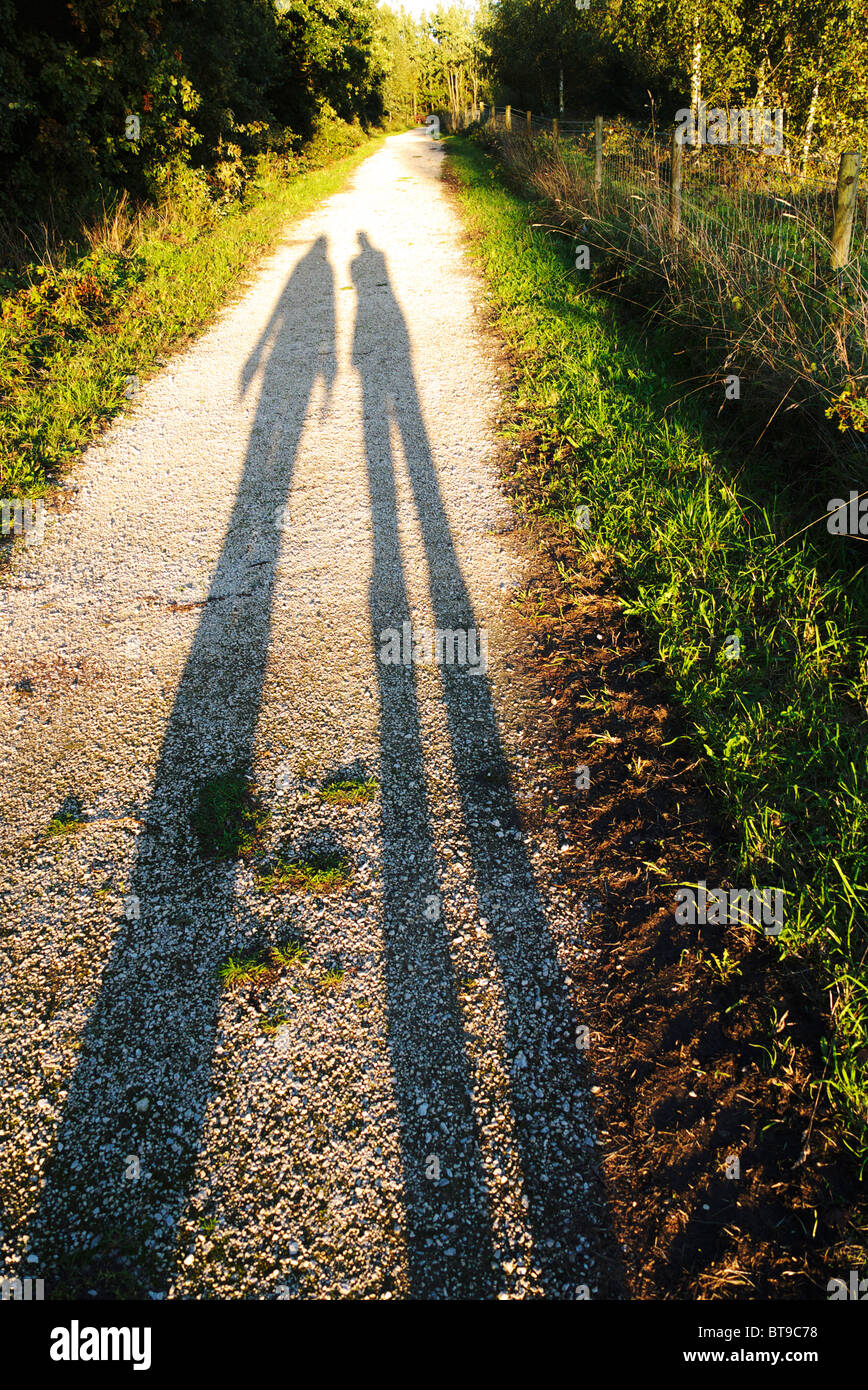 long shadows on a country path Stock Photo - Alamy