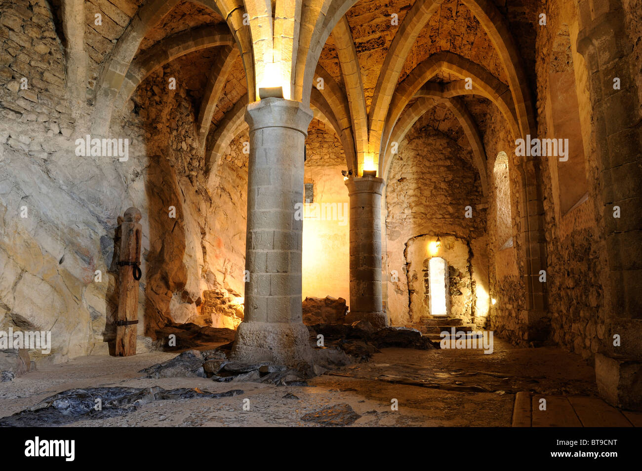 Old prison of Chillon Castle on Lake Geneva, Veytaux, Montreux ...