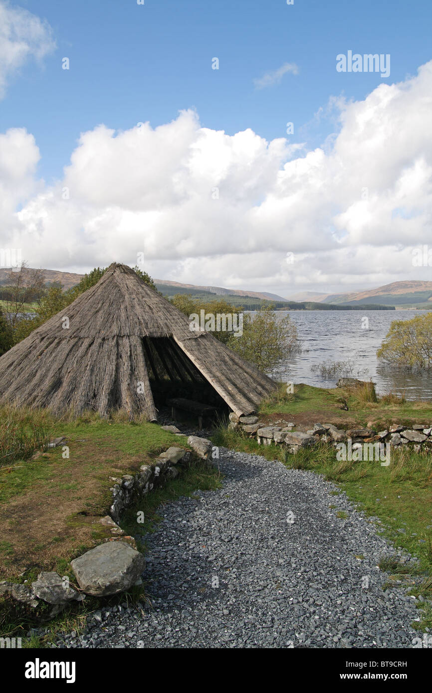 Reconstructed Iron Age Roundhouse beside Clatteringshaws Loch, Galloway ...