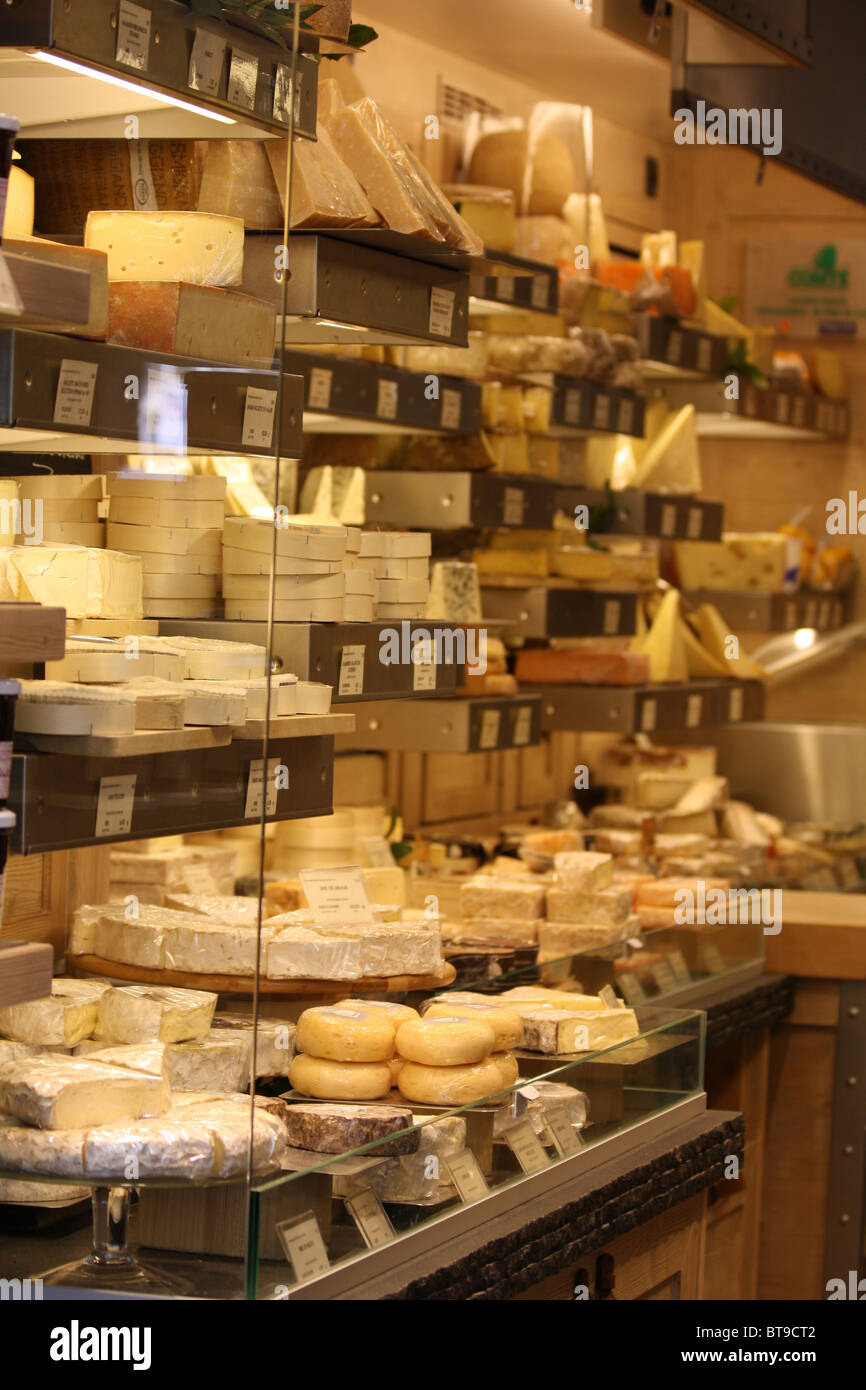 Selection of cheeses for sale in Paris, France Stock Photo - Alamy