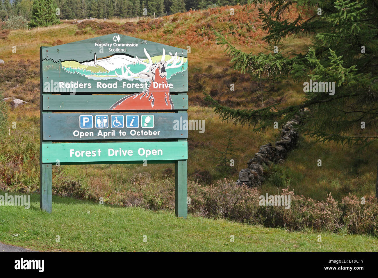 Raiders Road Forest Drive Sign in the Galloway Forest Park, Dumfries ...