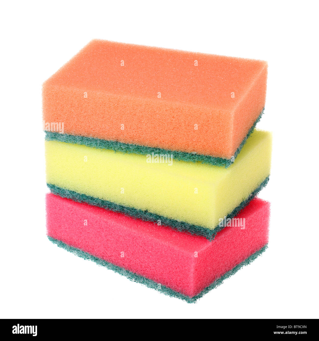 Three colored kitchen sponges isolated on white background Stock Photo ...