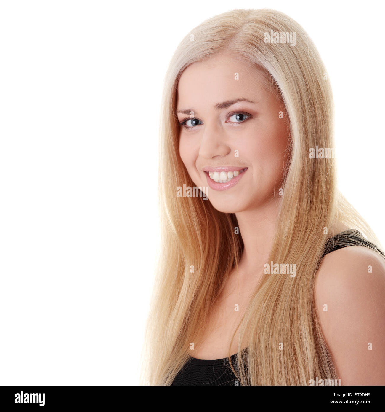 Portrait of young woman isolated on white background Stock Photo - Alamy