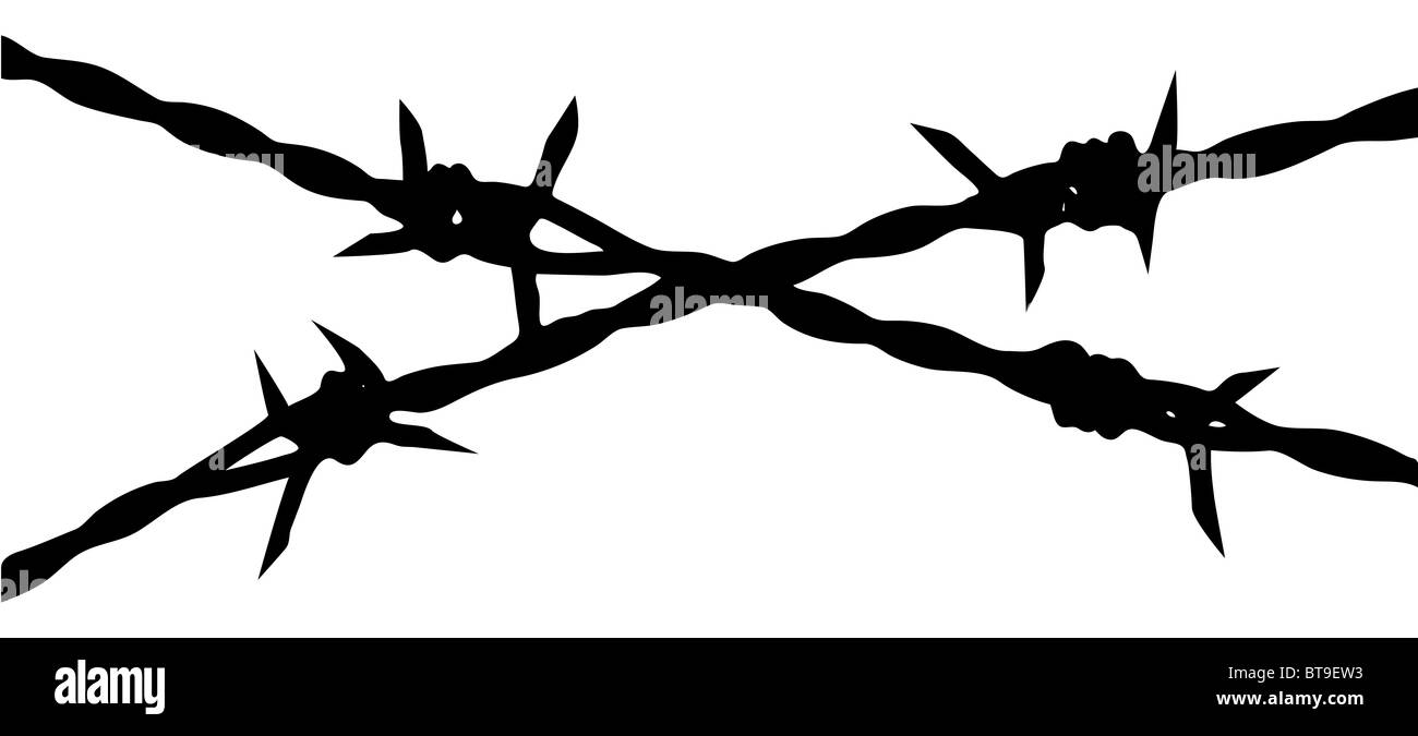 Illustrated design of two strands of barbed wire crossed Stock Photo ...