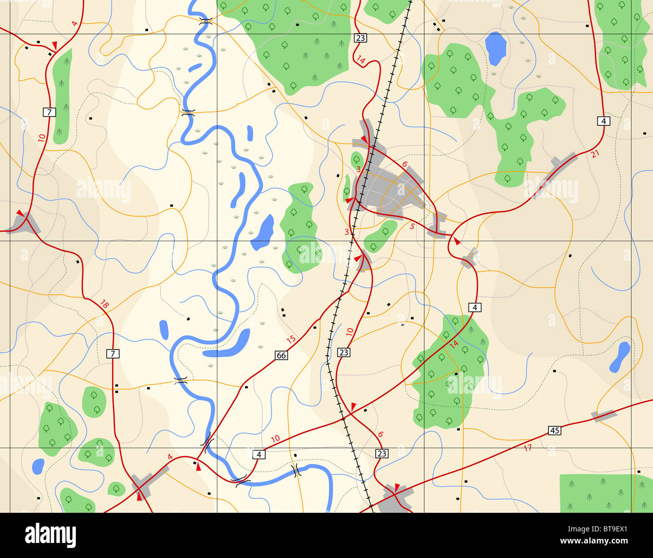 Illustration of a generic road-map without names Stock Photo - Alamy
