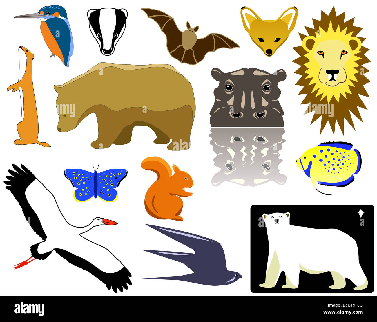 Selection of illustrated animal designs and pictograms Stock Photo - Alamy