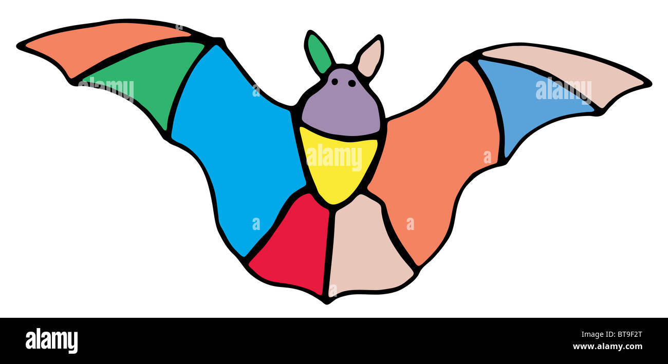 Colorful bat illustration in stained glass style Stock Photo - Alamy