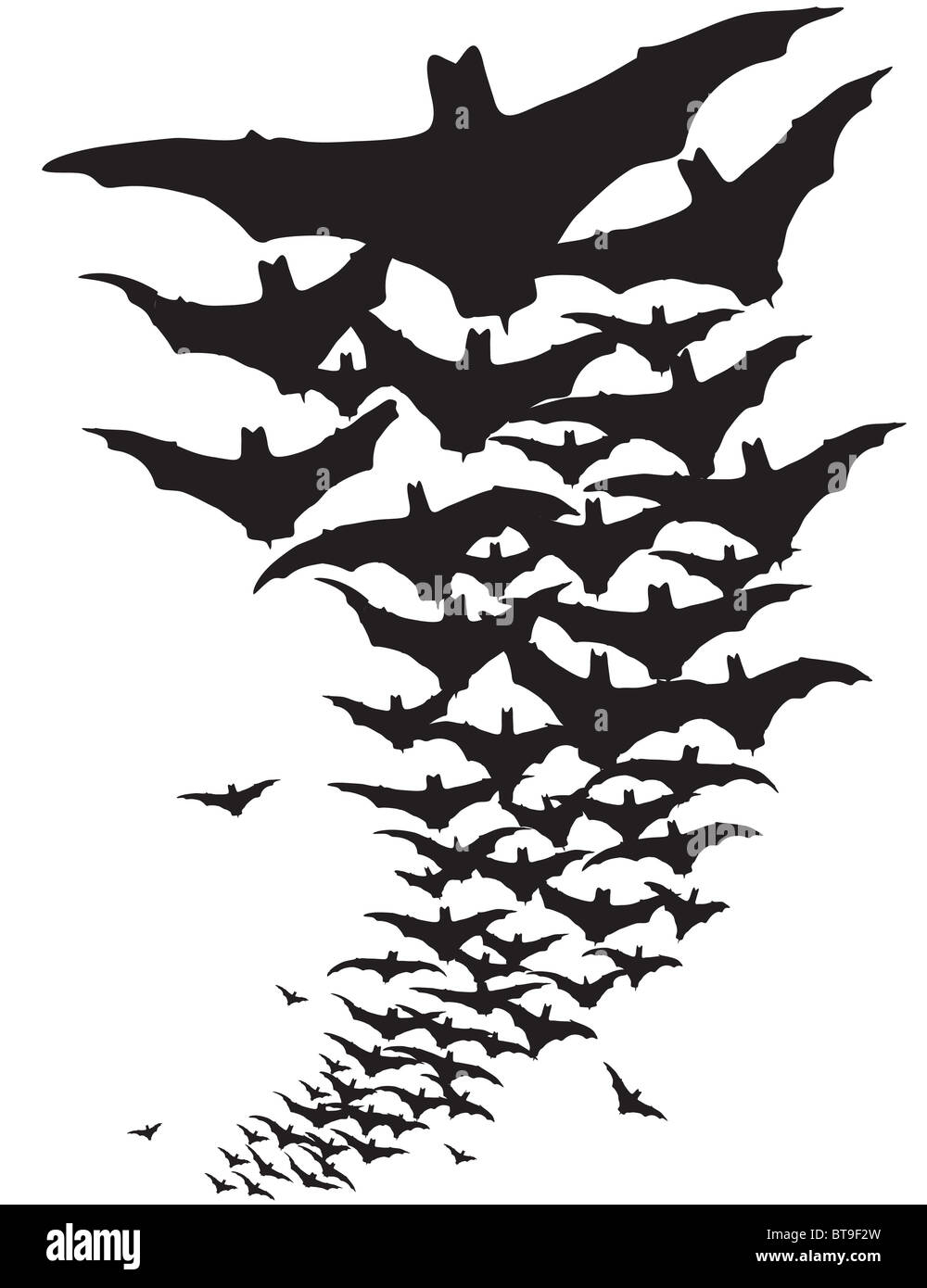 Illustrated design of flying bat silhouettes Stock Photo - Alamy