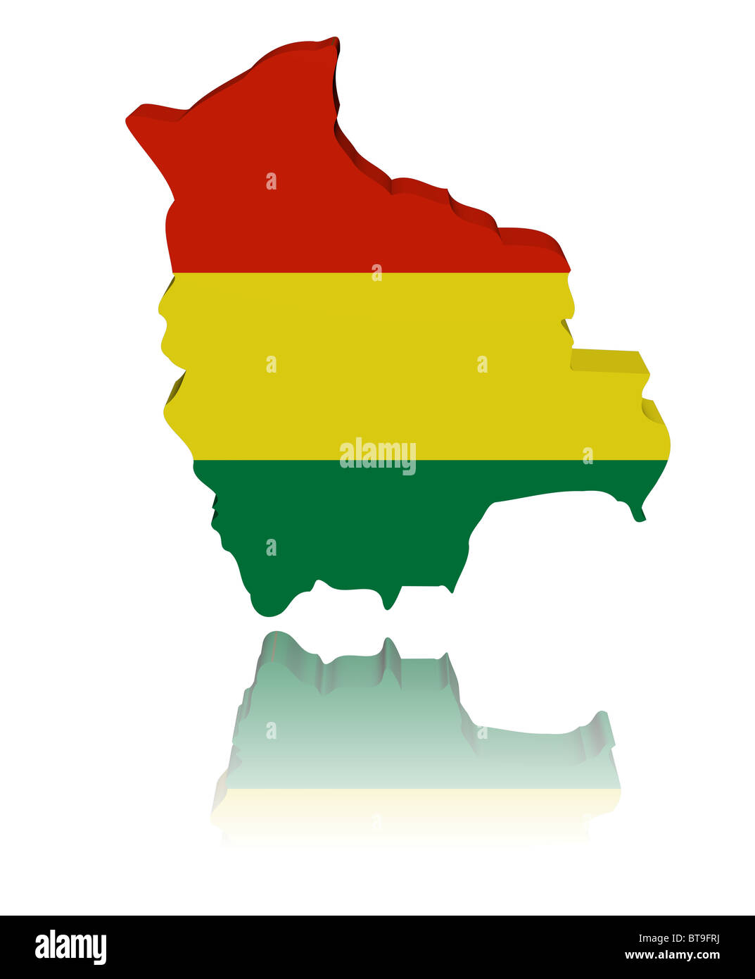 Bolivia map flag 3d render with reflection illustration Stock Photo - Alamy
