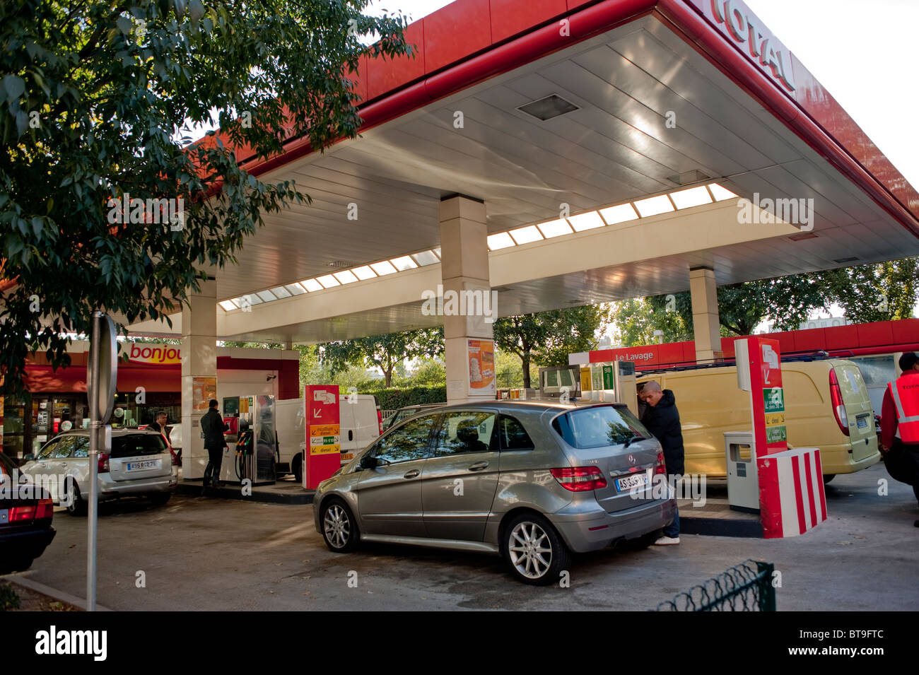 Paris, France, French Gas Station, Cars Lining up, Buying, From Total ...