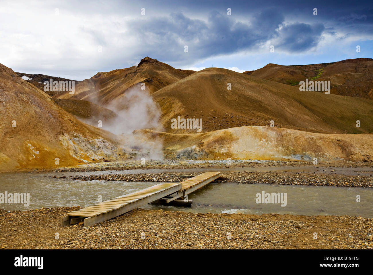 Geothermal region in the Kerlingarfjoell area, laced with hills ...