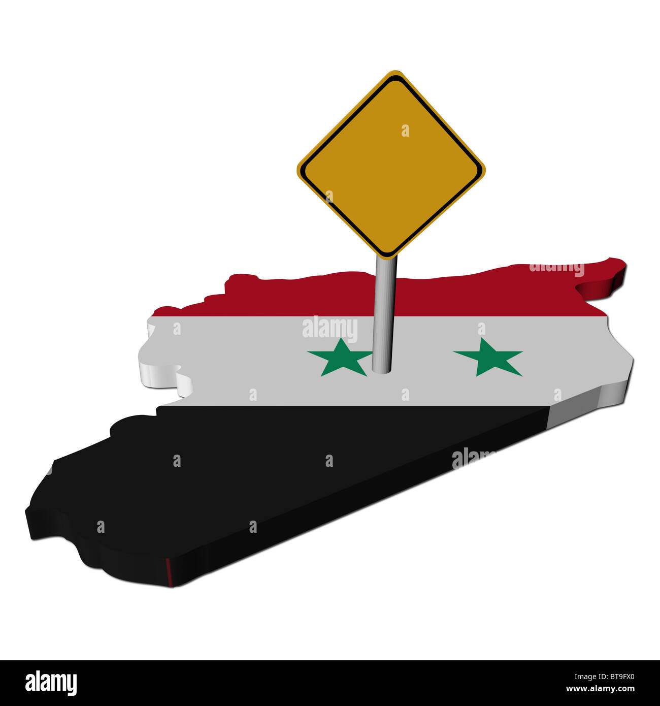 warning sign on Syria map flag illustration Stock Photo - Alamy