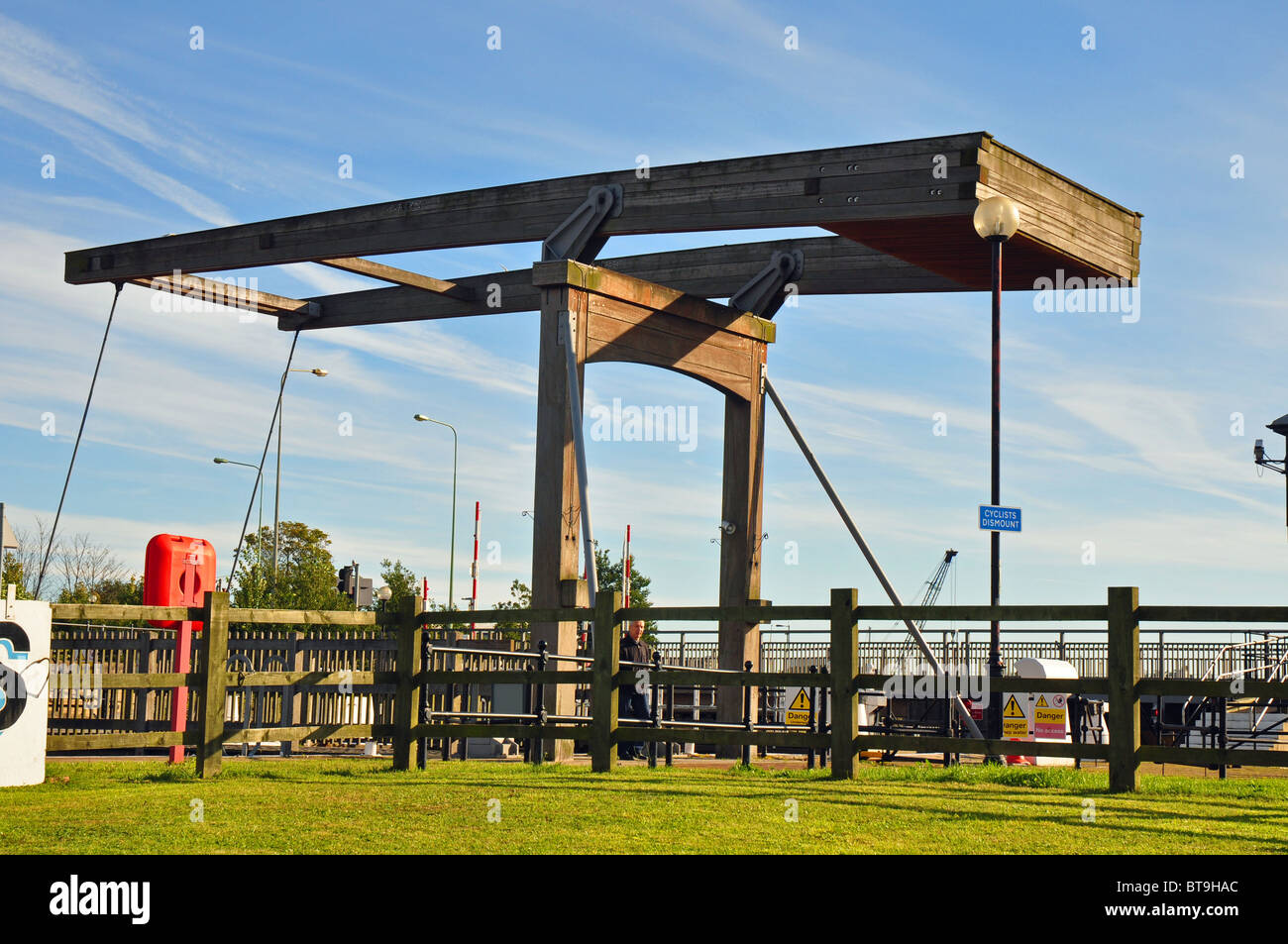 Lowestoft, Suffolk, England:bridge at entrance to Oulton Broad Stock ...