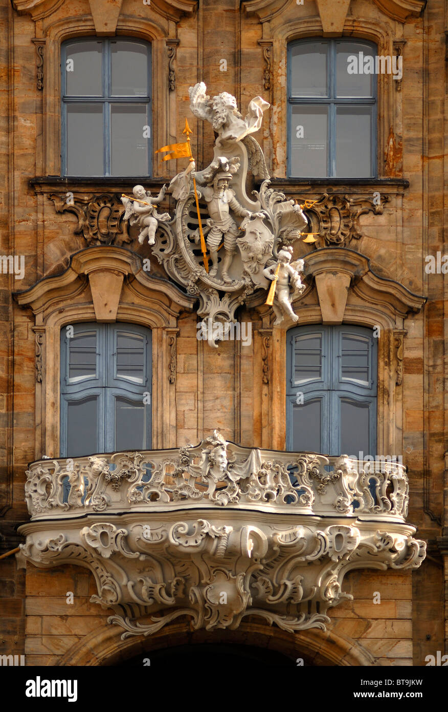 Balcony and knight figure, 18 Century, Rococo-style, old town hall ...