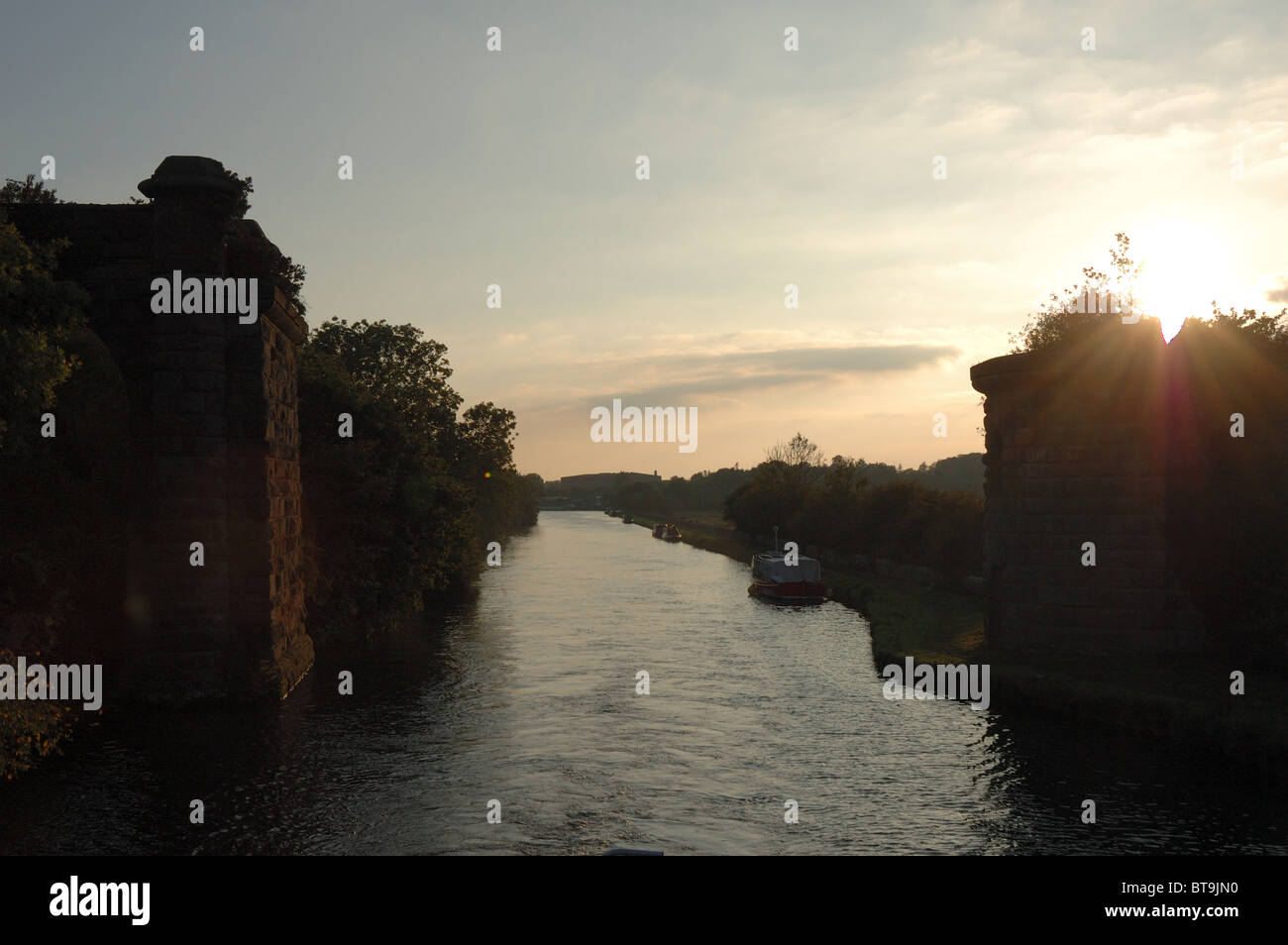 Stone piers of the old Severn Railway Bridge at Sharpness, beside the ...