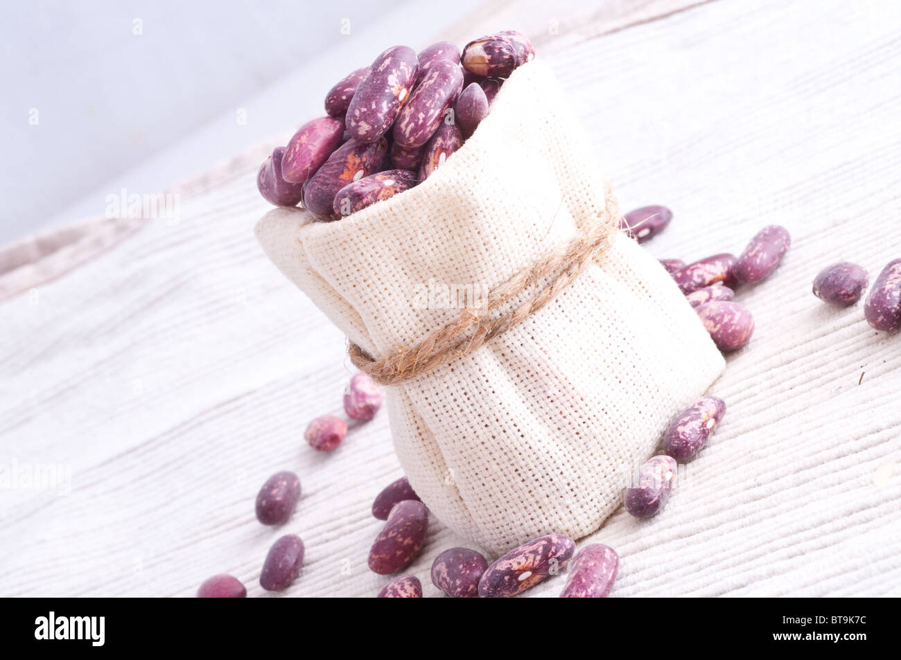 raw String bean in small sack Stock Photo - Alamy
