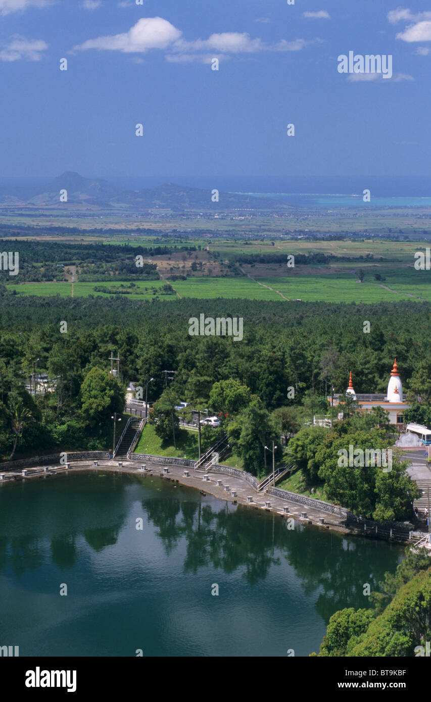Overview from hilltop of holy hindu pilgrimage site of Crater Lake at ...