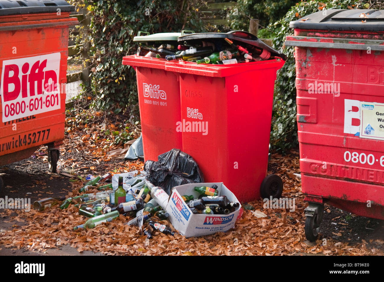 Overflowing recycling waste bins hi-res stock photography and images ...