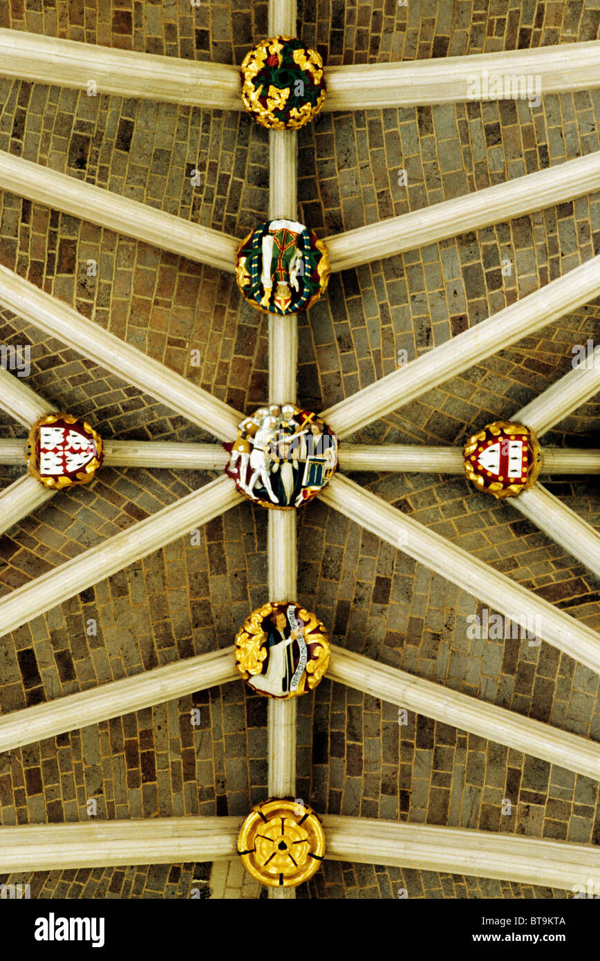 Exeter Cathedral nave roof bosses and vault Devon England UK English ...