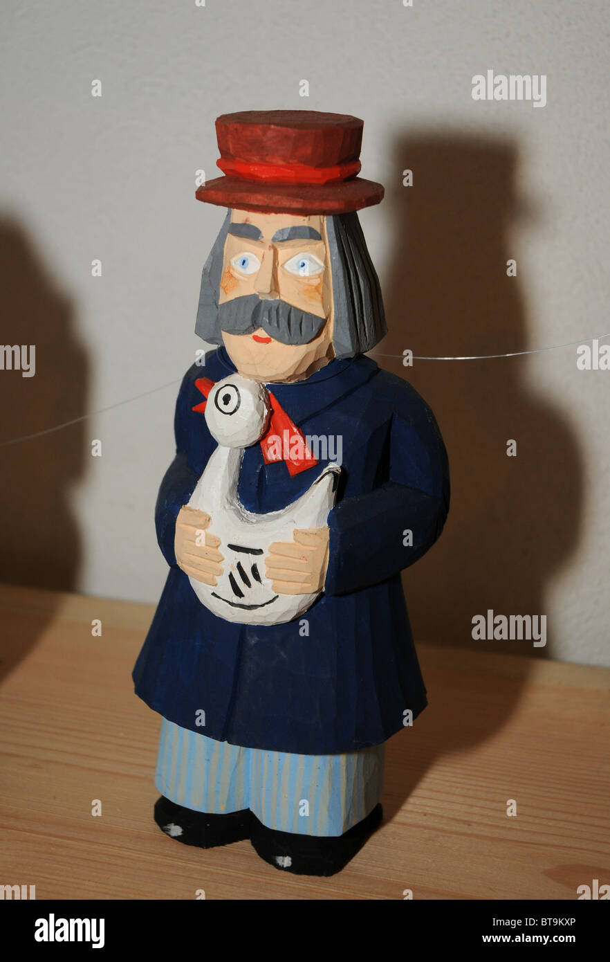 Old wooden handmade rustic figure, folk art from Masuria region, Poland ...