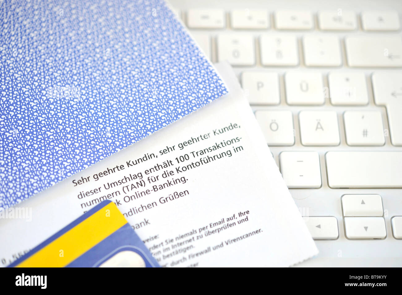 Credit card, TAN list, transaction authentication numbers and a ...