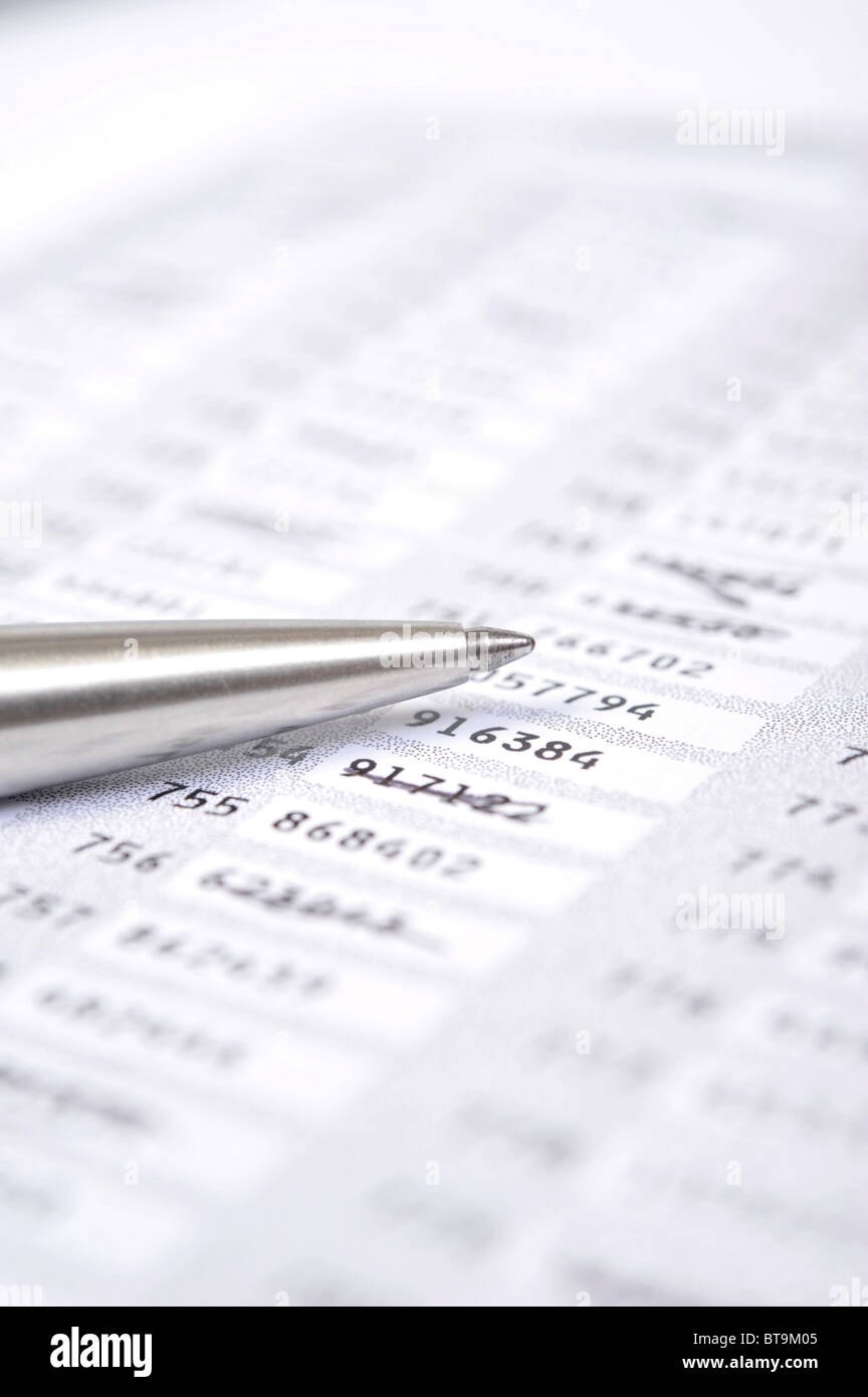 TAN list, transaction authentication numbers Stock Photo - Alamy