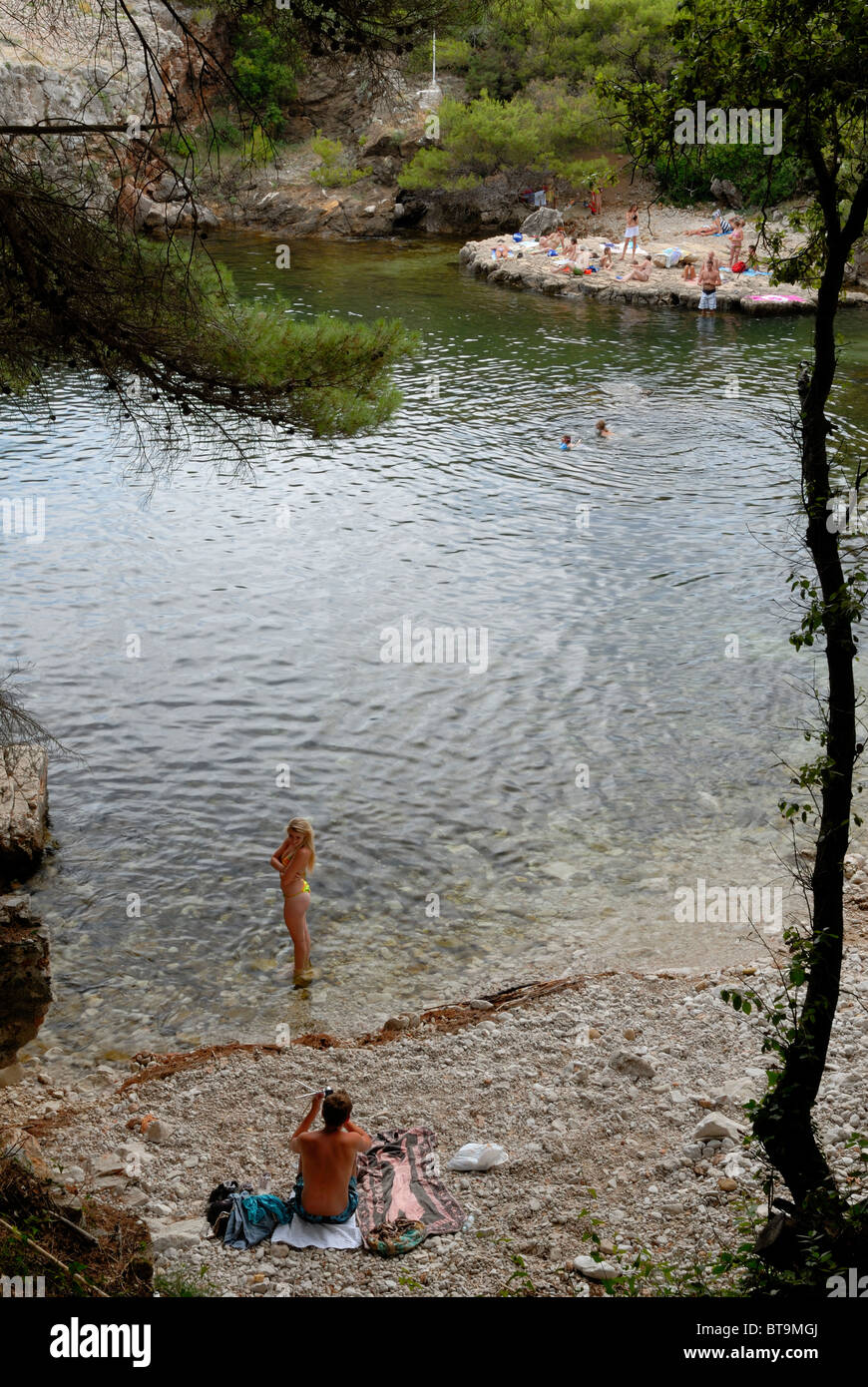 A fine view to the Dead Sea Beach in the Nature Reserve of the Lokrum ...