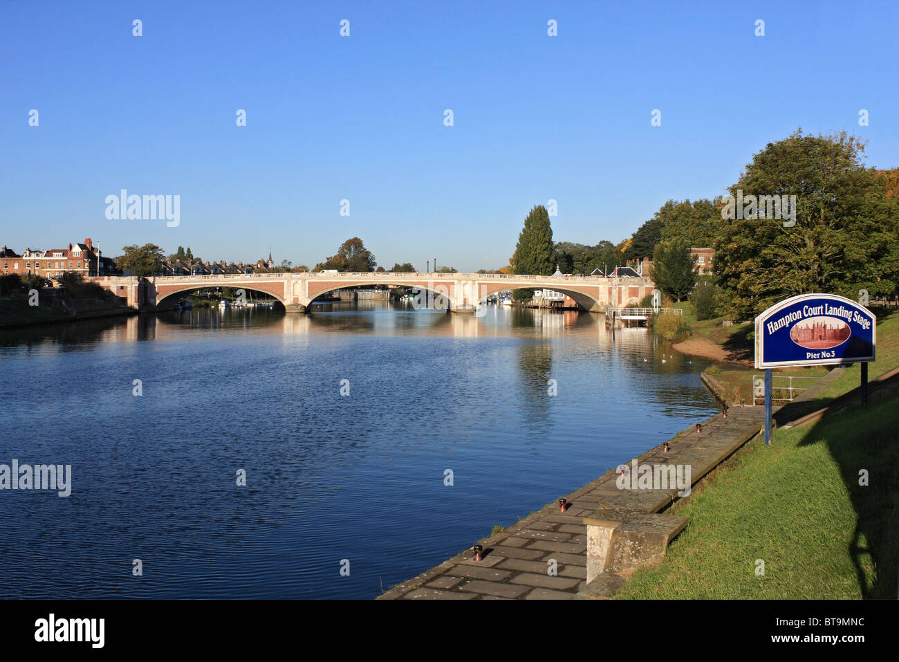 Hampton Court Landing Stage Pier no 3 on the River Thames at Molesey ...
