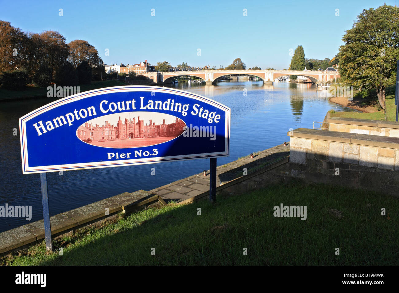 Hampton Court Landing Stage Pier no 3 on the River Thames at Molesey ...
