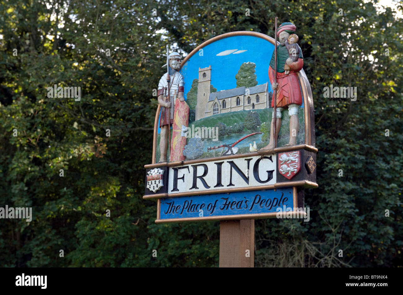 Village sign in the village of Fring, West Norfolk Stock Photo - Alamy