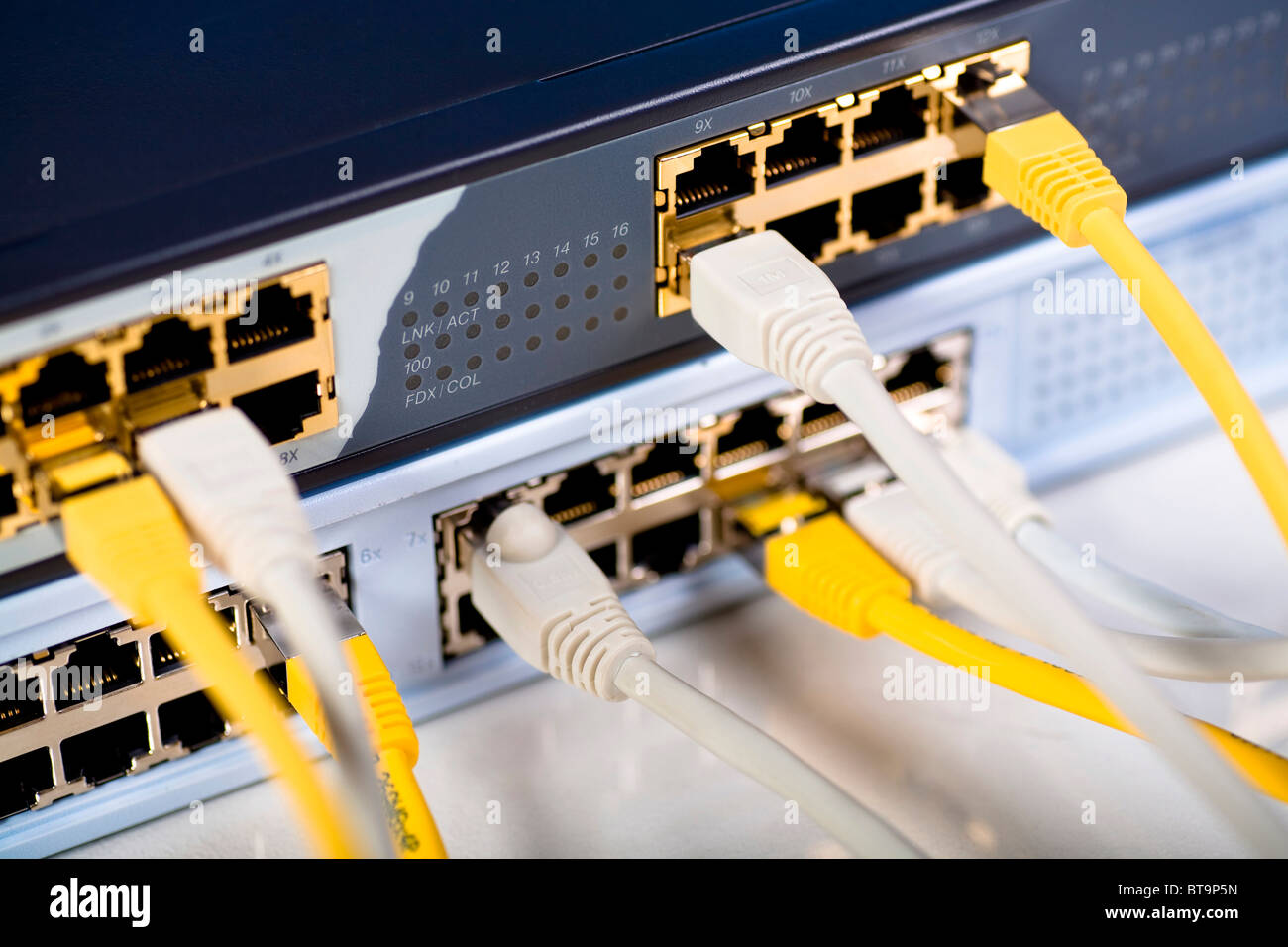 Close-up of network switches in a server room Stock Photo - Alamy