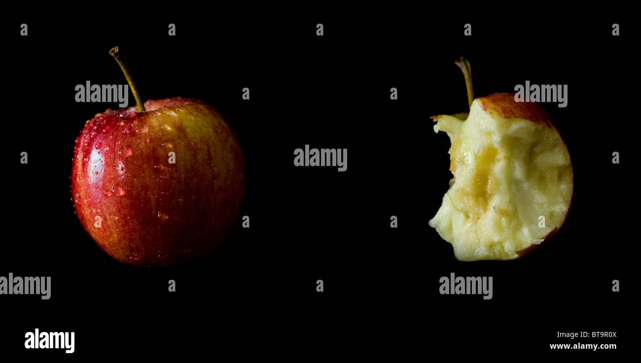 An apple and a partially eaten apple Stock Photo - Alamy