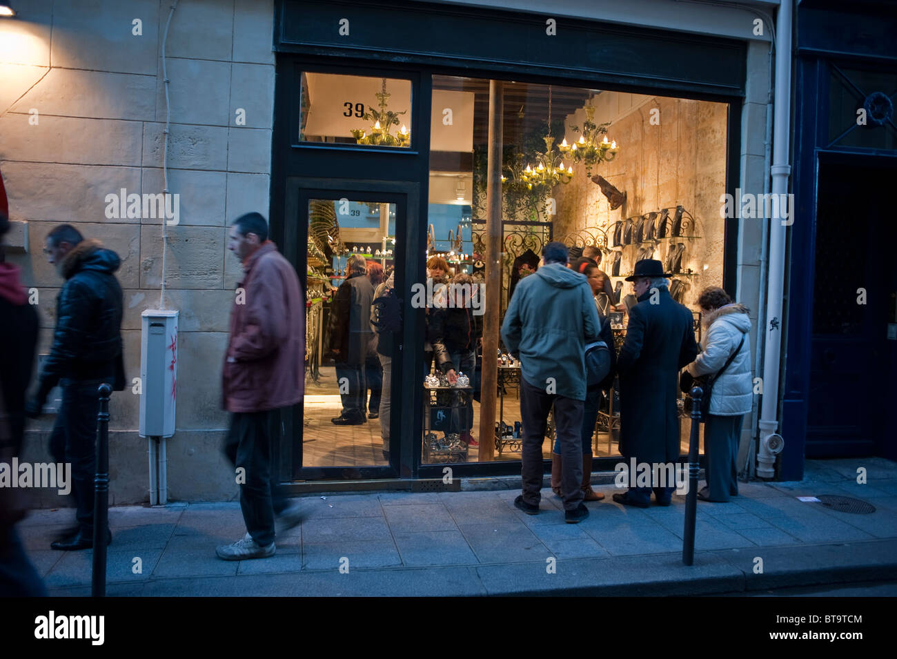 Paris, France, Street Scene, Le Marais District, Men Window Shopping ...