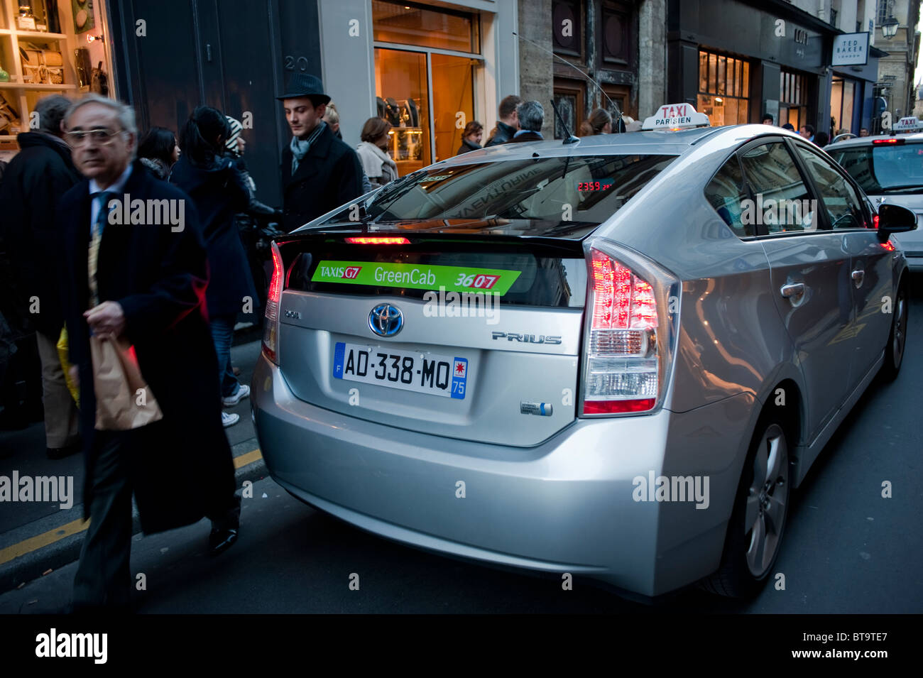 Paris, France, Street Scene, Le Marais District, Green Cars, Parisian ...