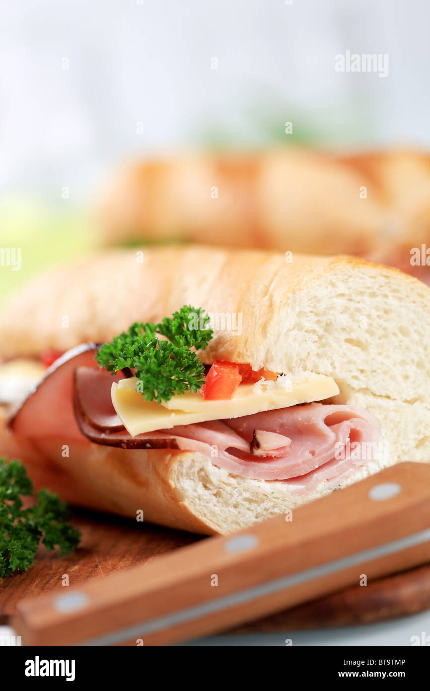 Ham and cheese submarine sandwich Stock Photo - Alamy