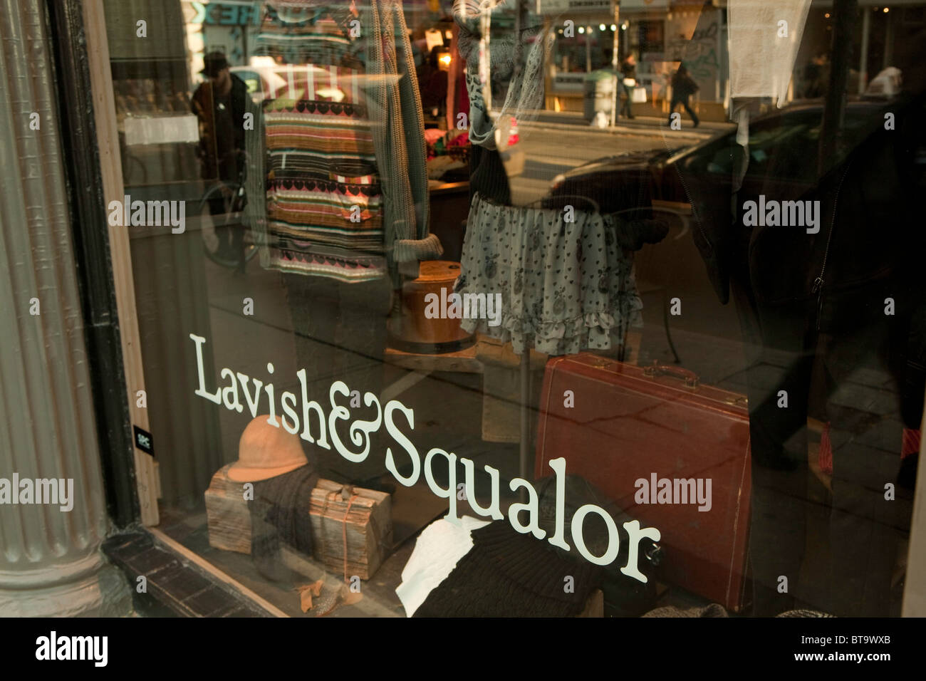 Window signage at trendy Lavish & Squalor shop in Toronto's West Queen ...
