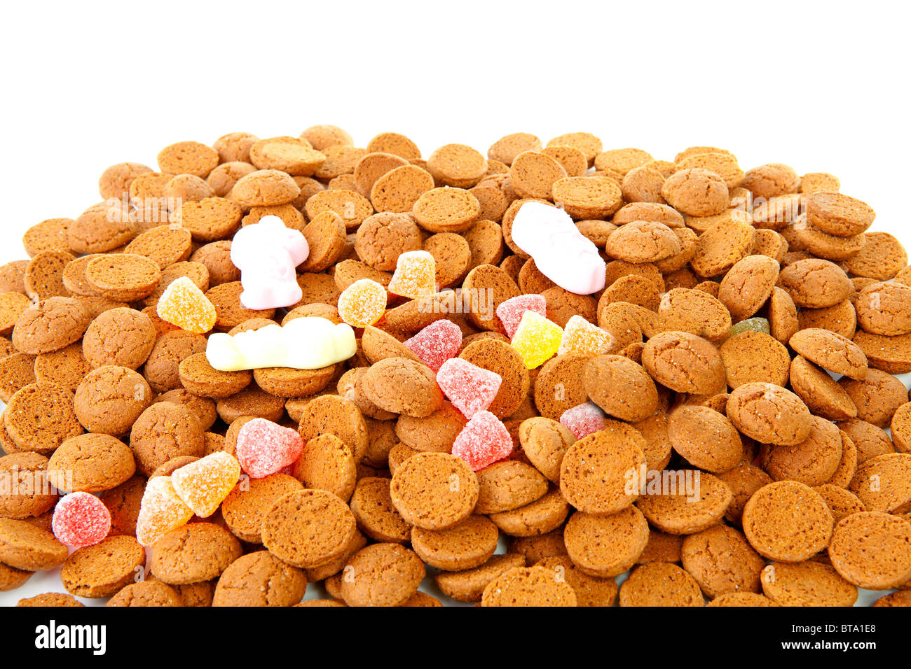Pile of typical dutch sweets: pepernoten (ginger nuts) for a ...