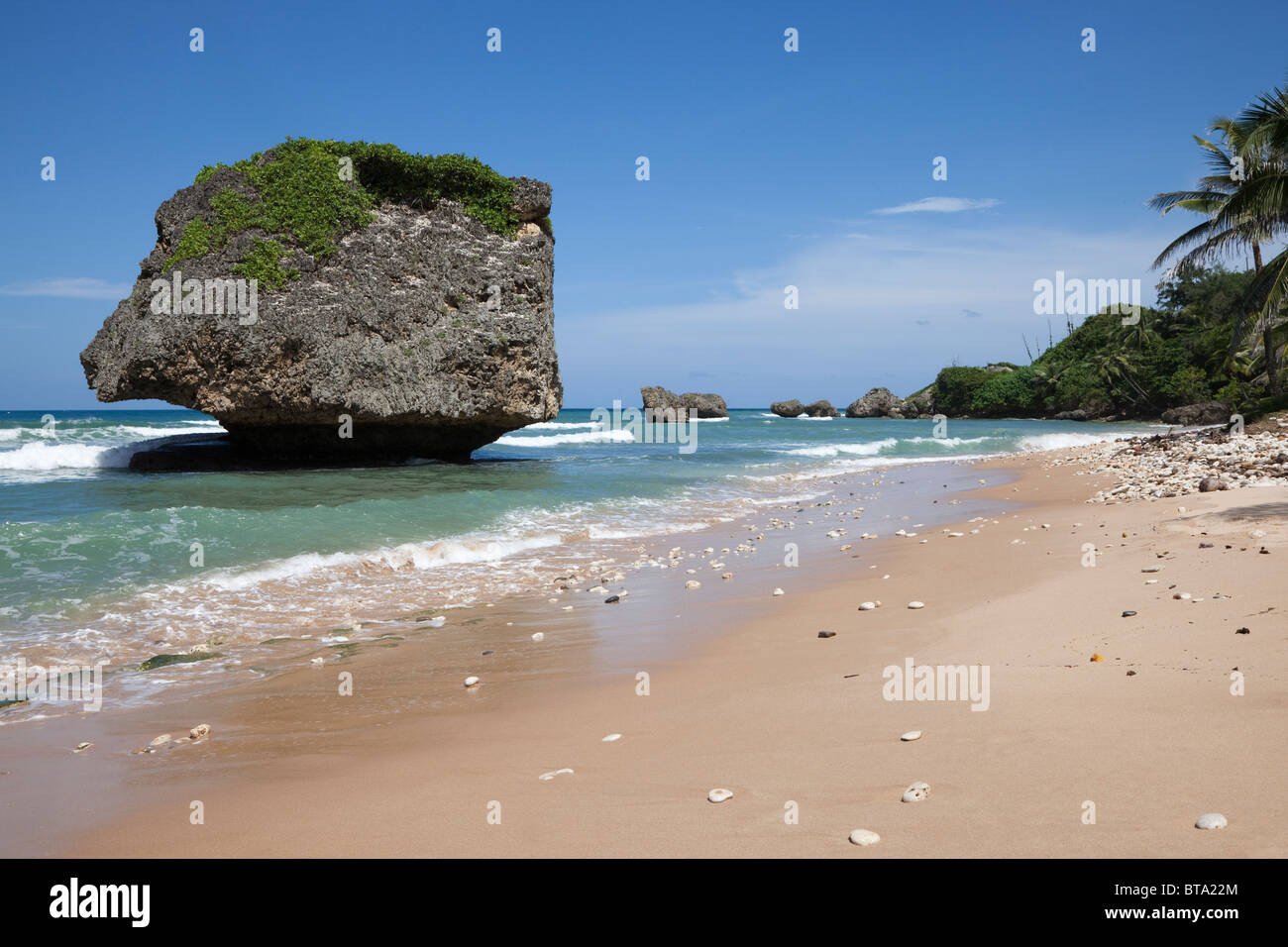 Mushroom Rock, Bathsheba, Barbados, West Indies. Rock is famous for the ...