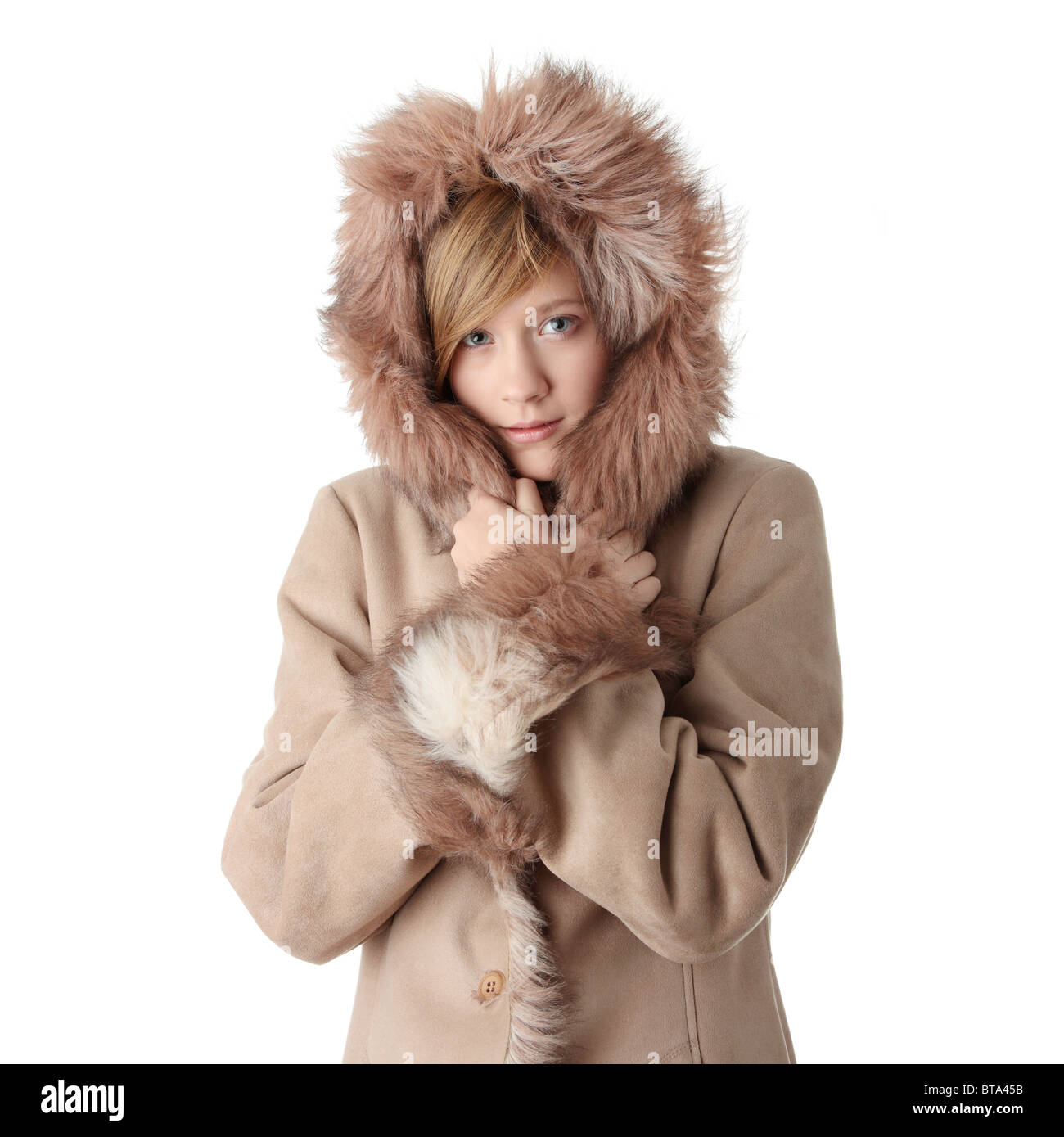 Beautiful winter girl portrait, isolated Stock Photo - Alamy