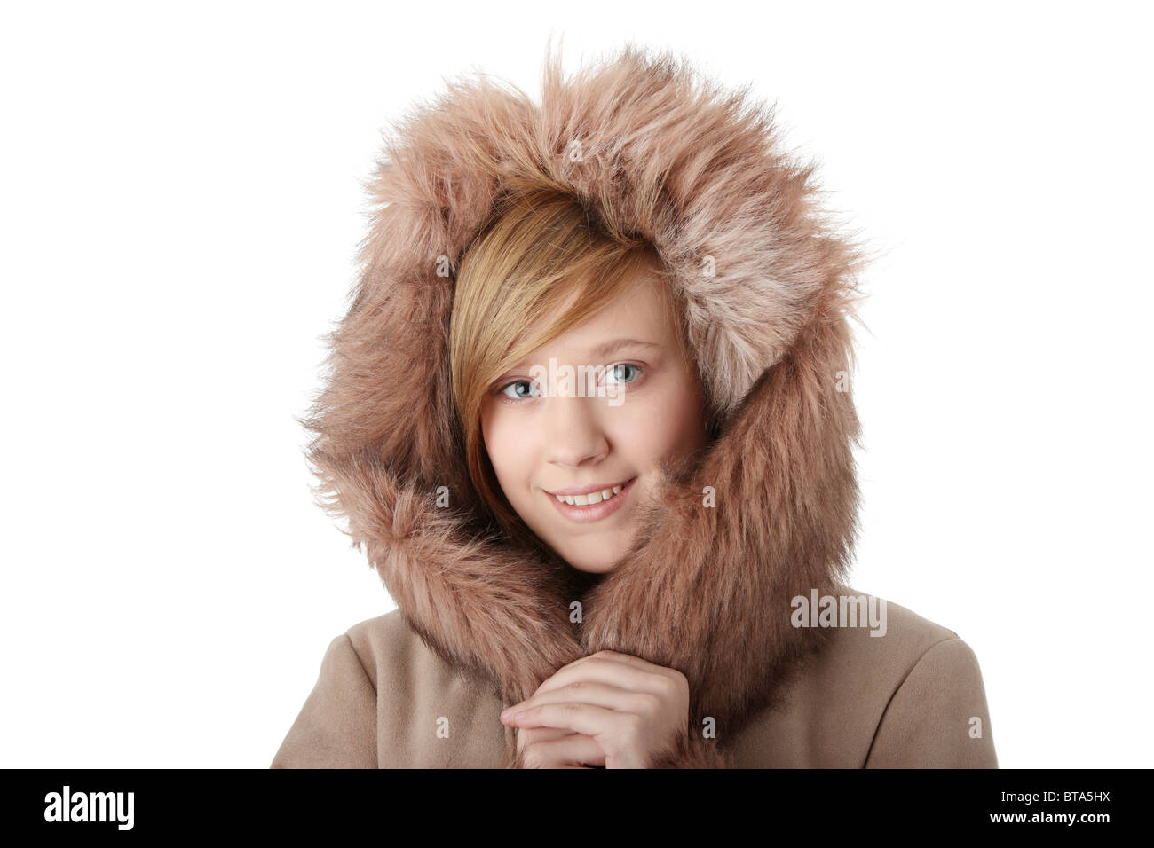 Beautiful winter girl portrait, isolated Stock Photo - Alamy