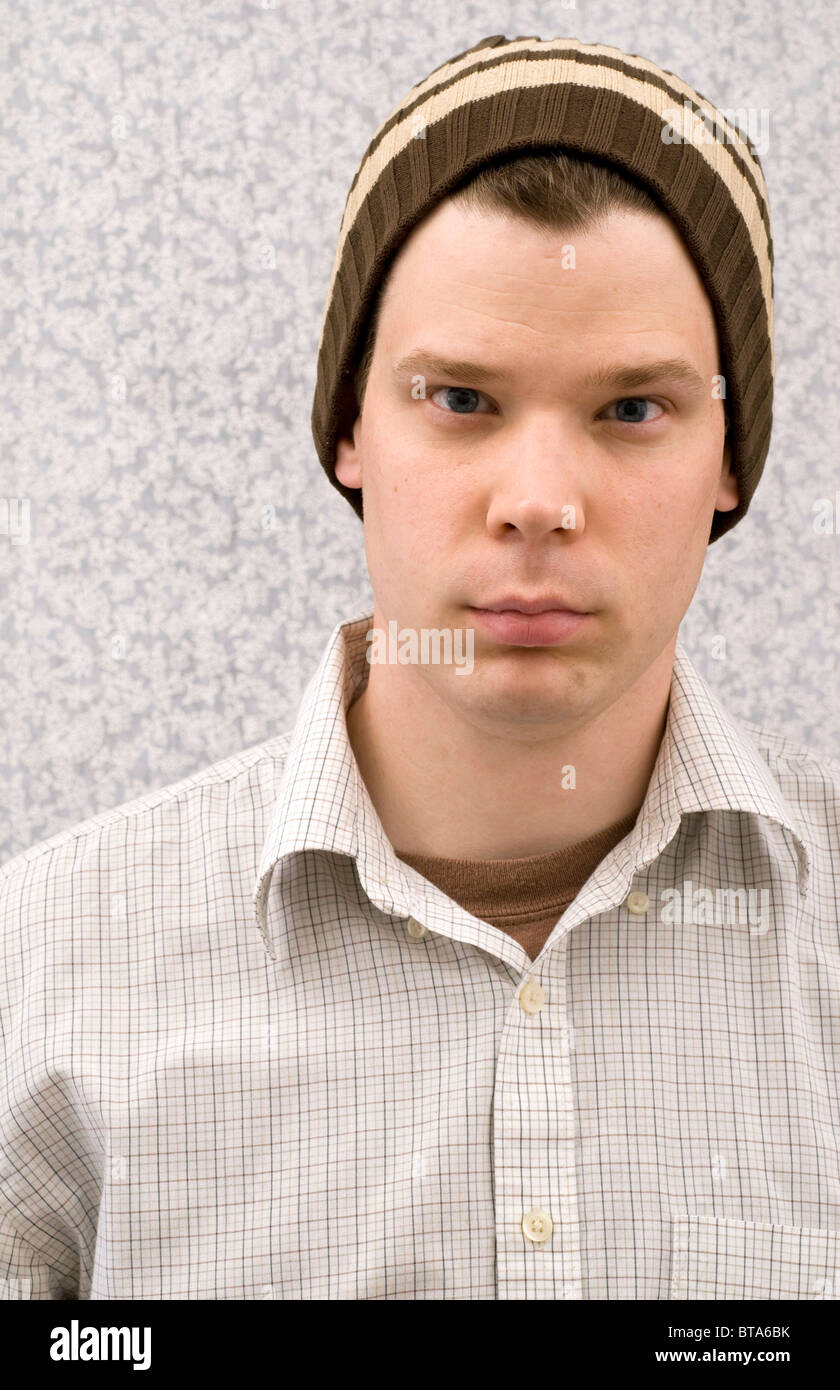 Portrait of Male in Stocking Cap Stock Photo - Alamy