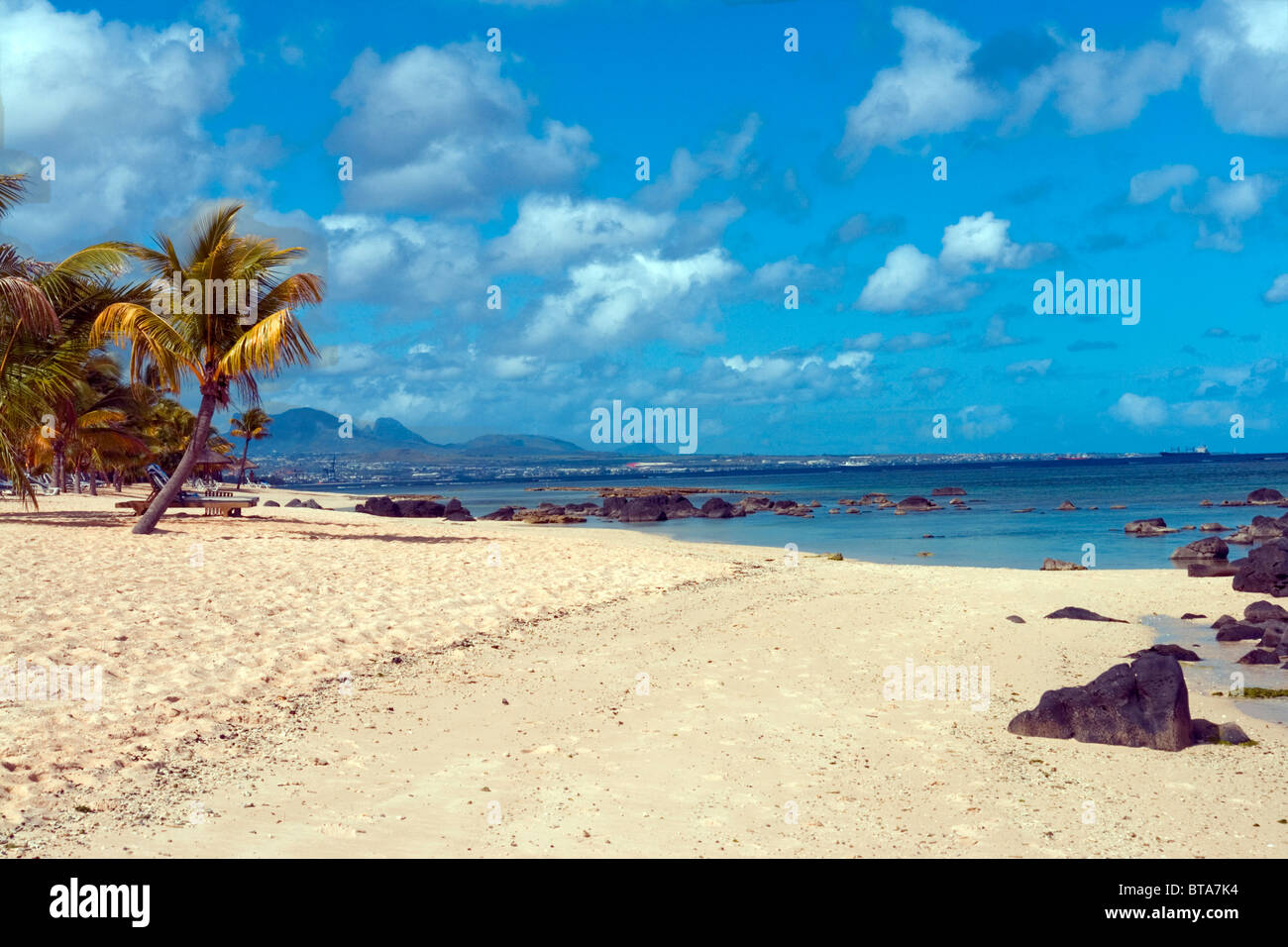 Beach in front of the Hotel Victoria, Pointe aux Piments, Mauritius ...