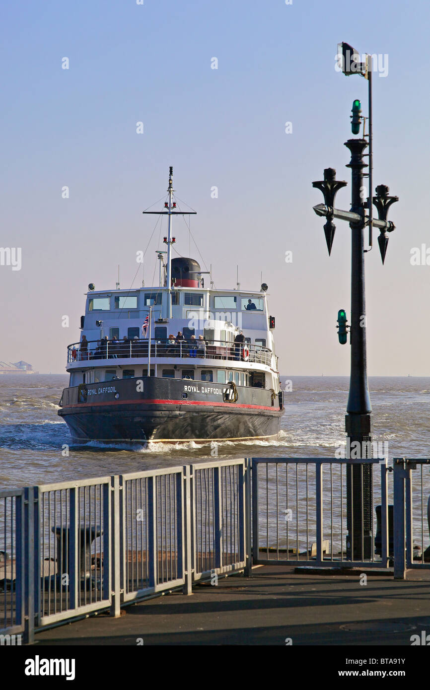 Mersey ferries ferry Royal Daffodil on the river Mersey with Liverpool ...
