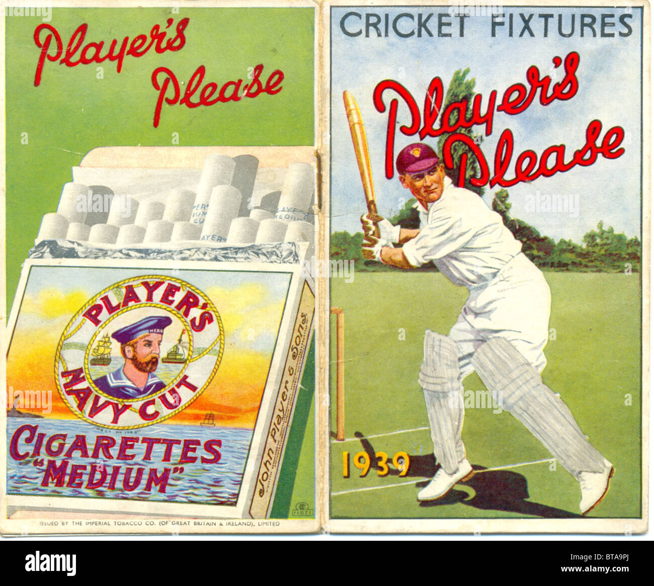 Front and back of Cricket Fixtures list Stock Photo - Alamy