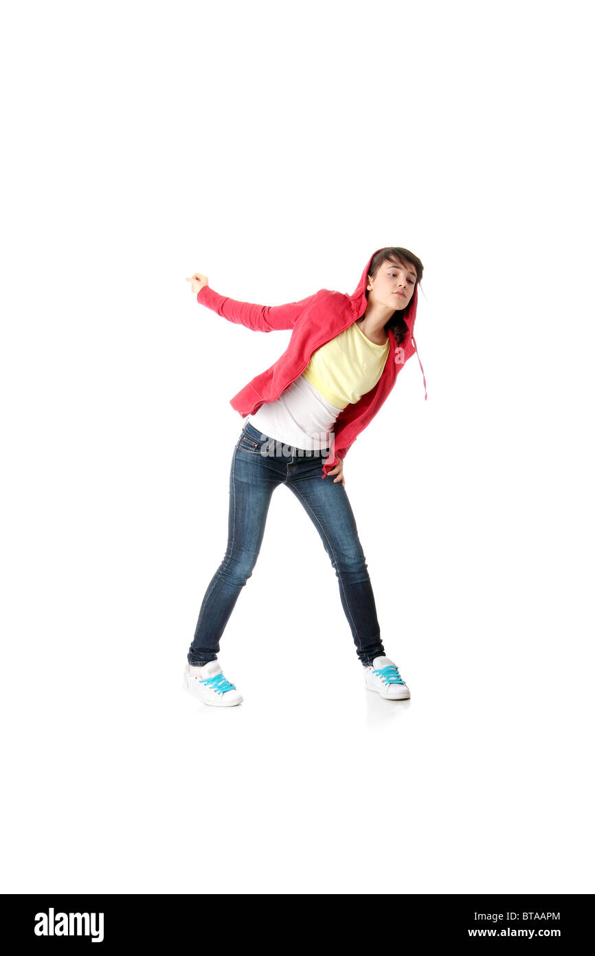 Young pop dancer, isolated on white background Stock Photo - Alamy