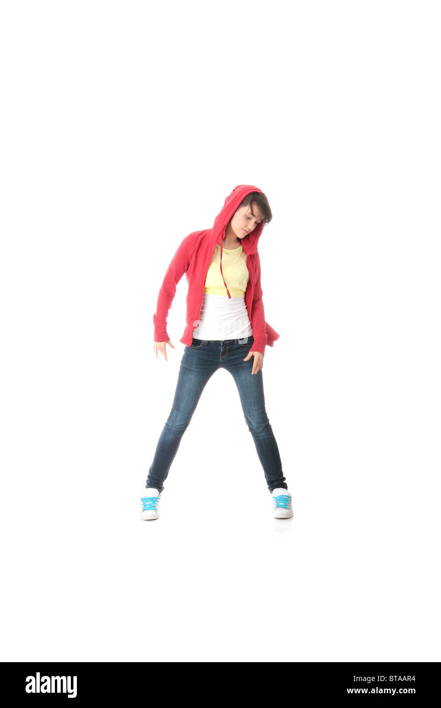Young pop dancer, isolated on white background Stock Photo - Alamy