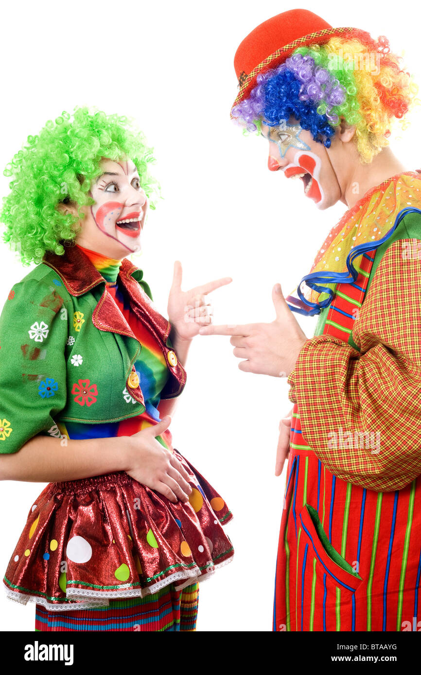 funny couple of circus clowns Stock Photo - Alamy